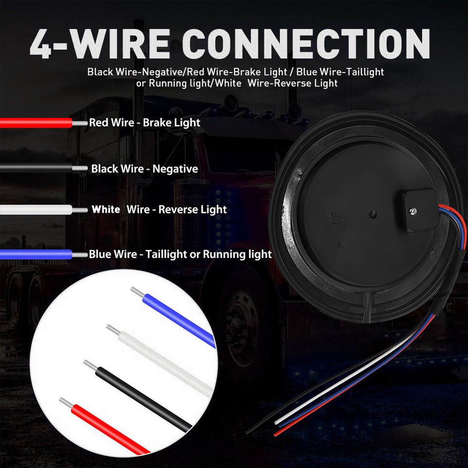 2X ROUND TRAILER 4"INCH LED LED TRAILER TRUCK TURN STOP TAIL BRAKE ...