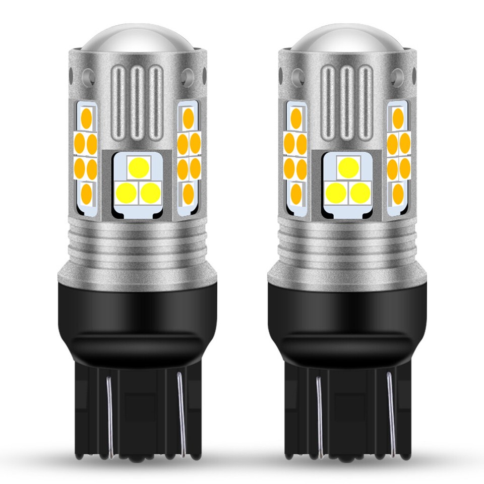 GLOFE 7443 7440 LED Switchback White Amber Turn Signal Dual Color Light ...