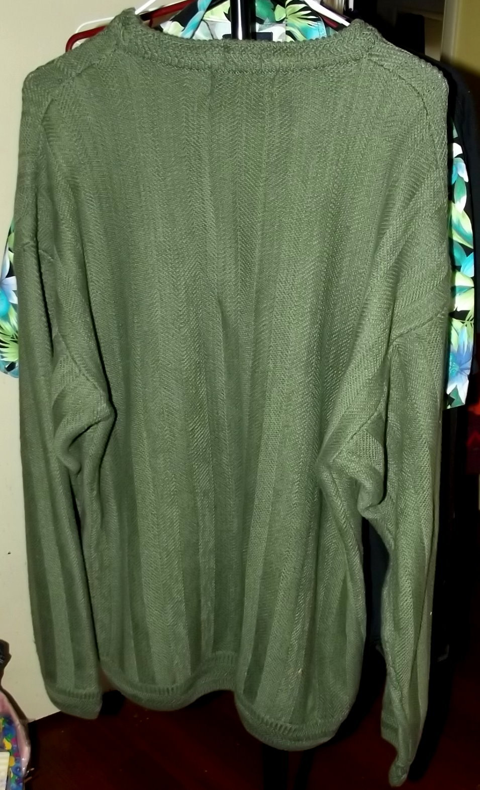 MEN'S CHAPS CREWNECK SWEATER~Army GREEN HERRINGBONE ~ LARGE (C66) | eBay