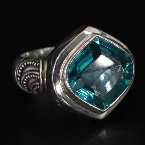 Sterling Silver - LORI BONN Blue Topaz Pebbled Statement Ring Size 6 ...