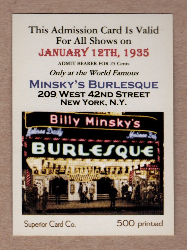 GYPSY ROSE LEE, STRIP TEASE BURLESQUE ARTIST, MINSKY'S BURLESQUE TICKET ...