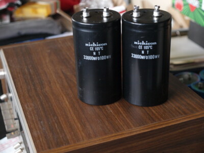 2x 33000uF 100V Electrolytic capacitor NICHICON Large audio audiophile ...