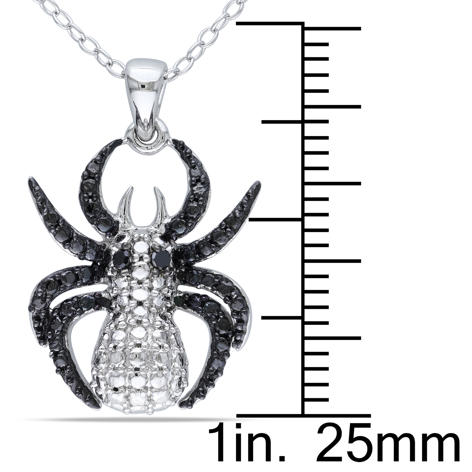 Amour Sterling Silver Black Diamond Spider Pendant with Chain, 18" | eBay