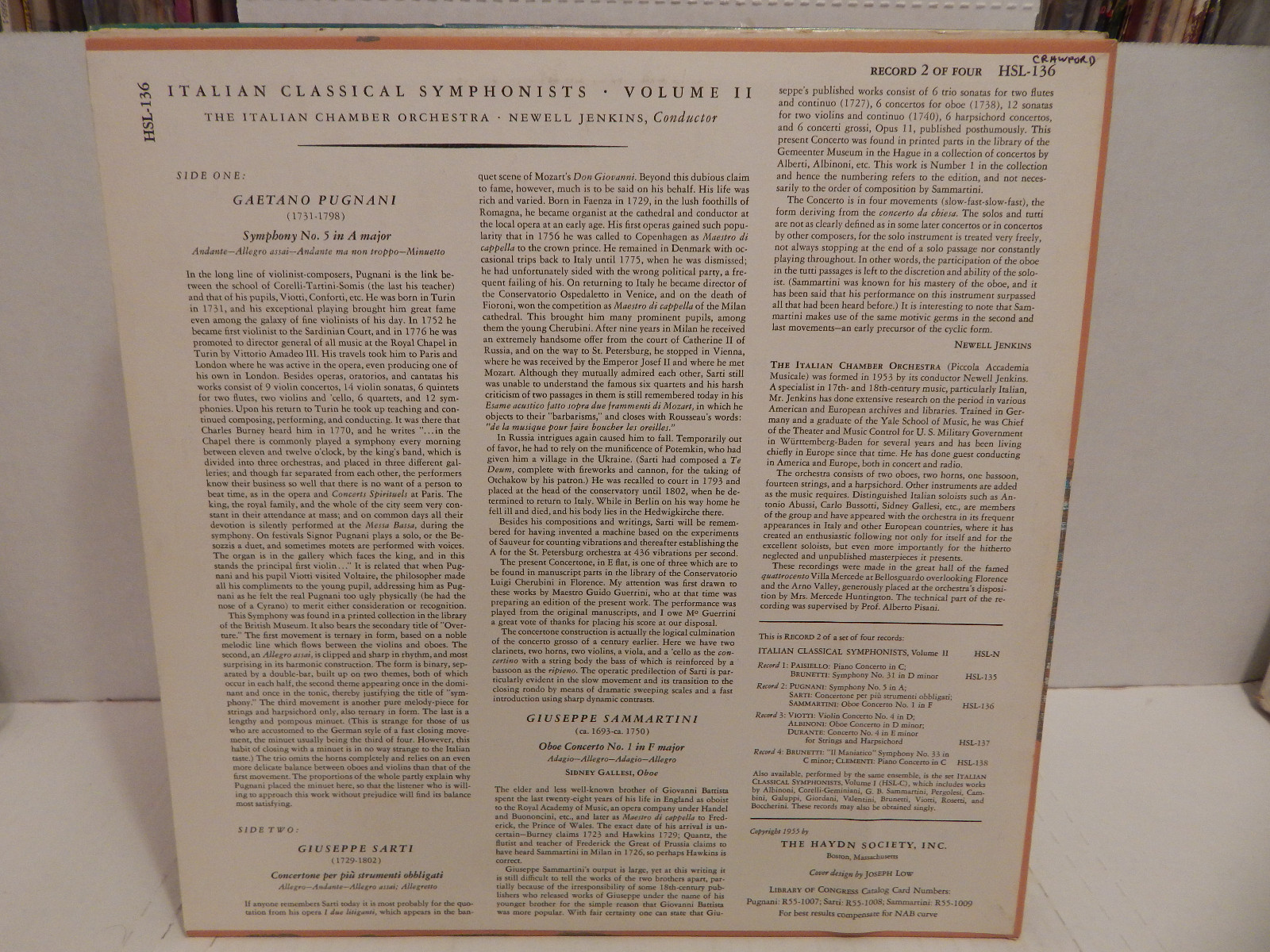 Brunetti Clementi Newell Jenkins Italian Chamber Orchestra 1955 Haydn ...