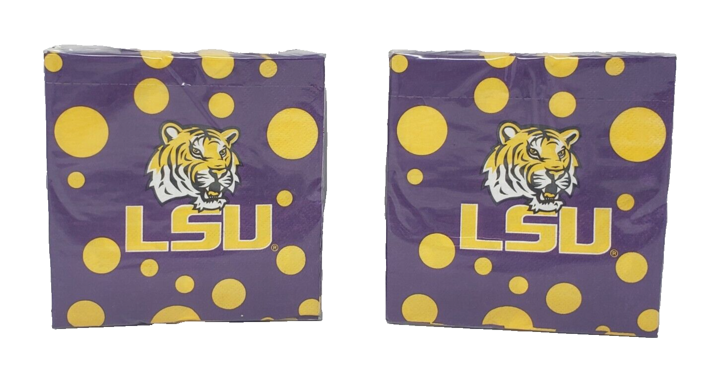 LSU Tigers Set of (2) 50 Count Pack of Team Logo Cocktail Napkins Oxbay ...