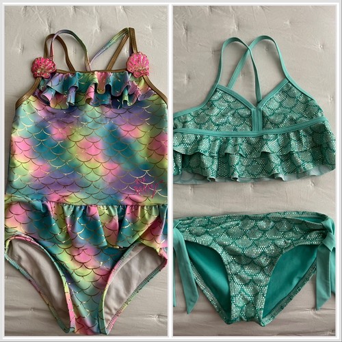 Girls Size 6 6x Betsy Johnson Justice Mermaid Bikini Swimsuit Bathing ...