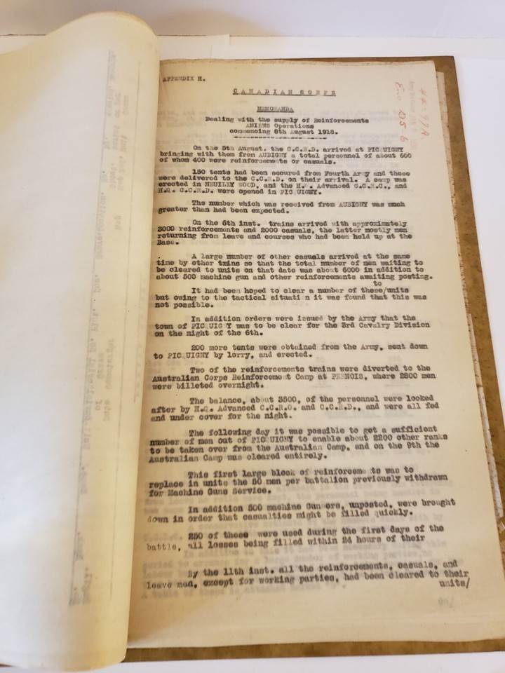 WWI US Military Report August 1918 Canadian Corps Administrative ...