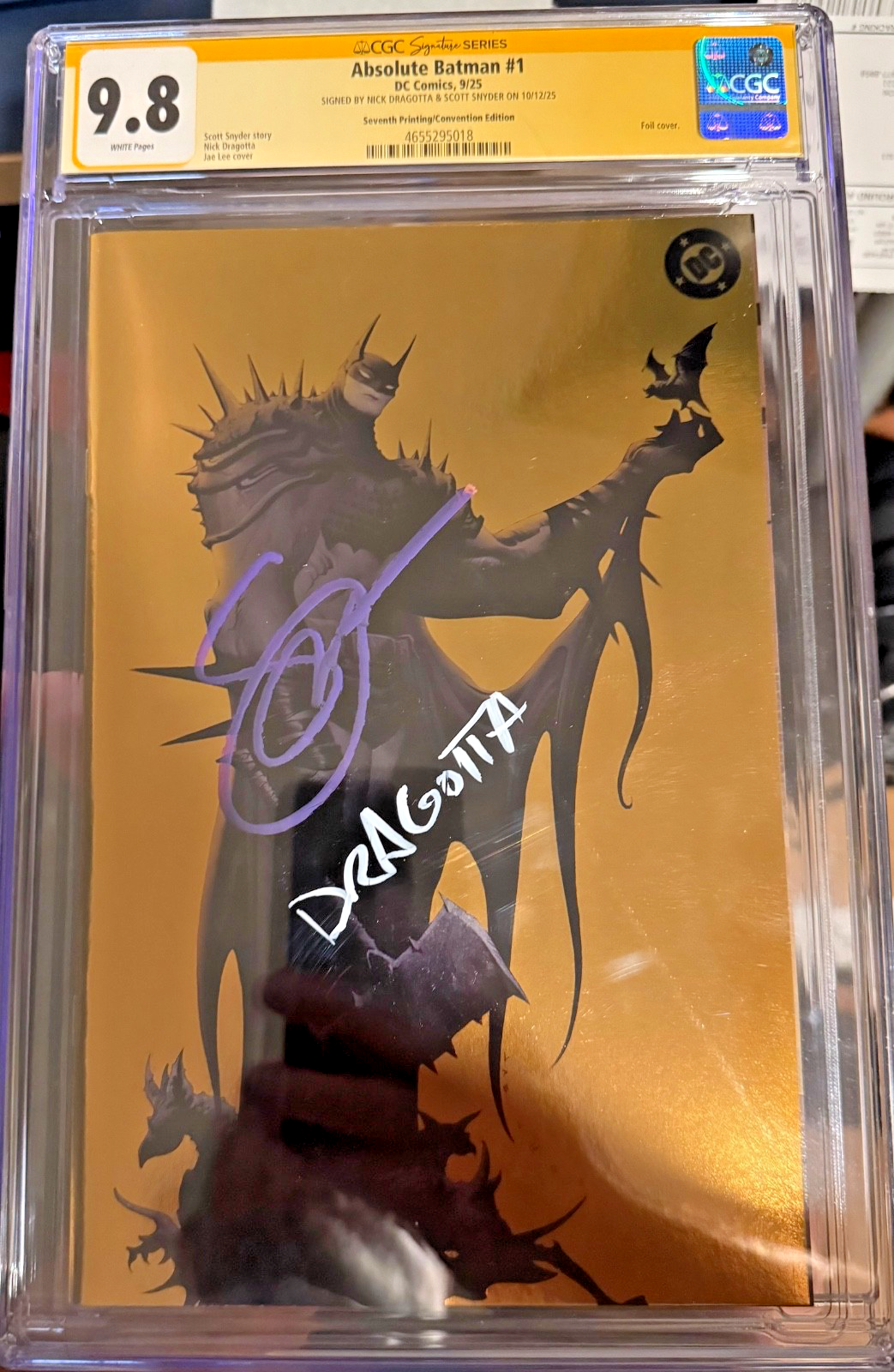ABSOLUTE BATMAN #1 CGC 9.8 SS SDCC Foil Signed by Nick Dragotta & Scott ...