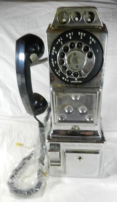 Vintage Rotary Dial Automatic Electric Chrome 3 Coin Pay Phone | eBay