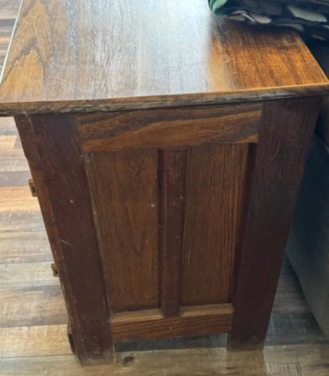 White Clad Vintage Oak Wood Ice Box Nightstand Cabinet Chest End Table ...