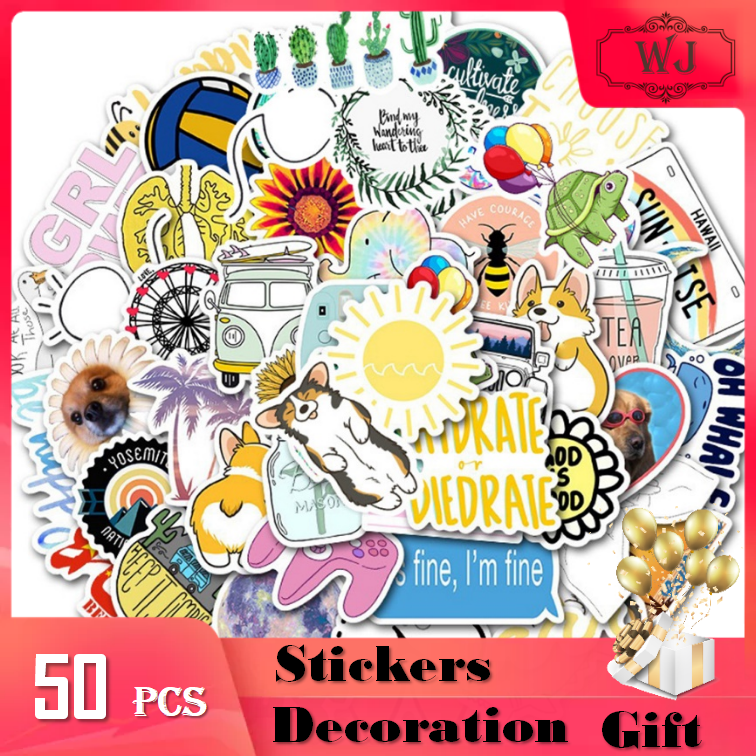 50pcs Sun INS Style Beach VSCO Cute Vinyl Decal Stickers Laptop ...