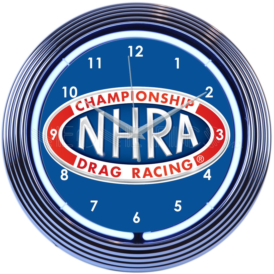NHRA Neon Clock sign Garage wall lamp light Drag racing National Hot ...