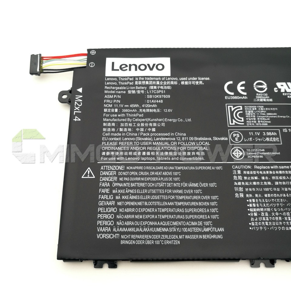 New Genuine L17L3P51 L17C3P51 01AV445 Battery for Lenovo ThinkPad E480 ...