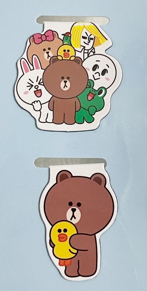 LINE Friends Mascot Character Mini Magnetic Bookmarks Set, 4 Bookmarks ...