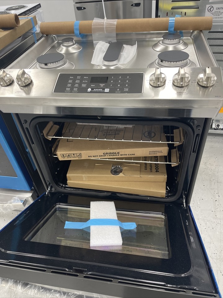 GE JGS760SPSS 30" Stainless Slide In 5 Burner Gas Range With Air Fryer ...