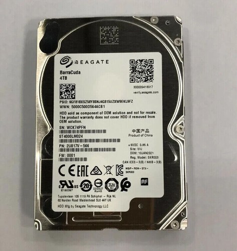Compatible Seagate Barracuda ST4000LM024 4TB 2.5" SATA Hard Drive 15mm ...