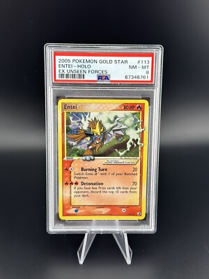 POKEMON GOLD STAR ENTEI #113 - HOLO - PSA 8- NM-MT EX UNSEEN FORCES | eBay