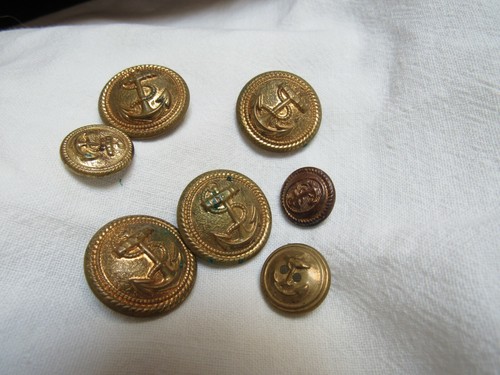 Lot 7 Vintage Set 4 Lg. 3 Small Brass Anchor Rope Nautical Dome Navy ...