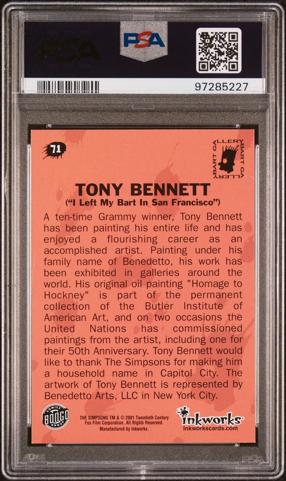 2001 INKWORKS SIMPSONS MANIA! 71 TONY BENNETT PSA 6 POP 3 | eBay