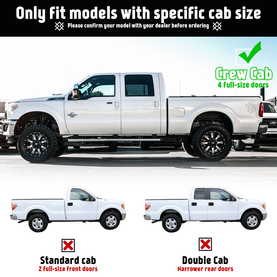 For 99-16 Ford F250 F350 F450 Superduty Crew Cab 6'' Running Board Side ...