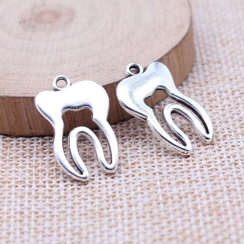 70 Pcs Tibetan Silver Tooth Charms Pendant 24X15MM DIY Jewelry Making ...