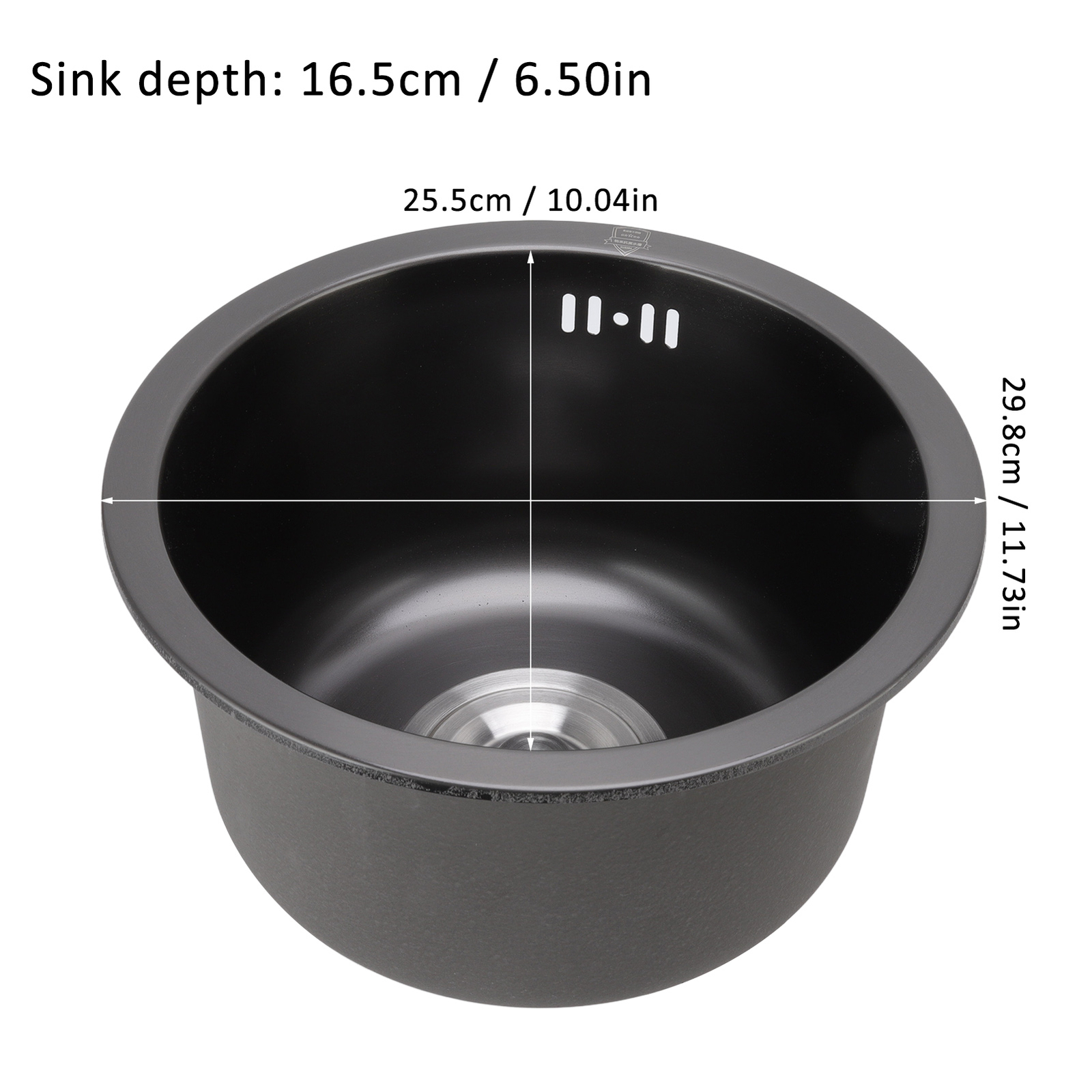 Round Kitchen Sink Basin Stainless Steel Flush Mount Drop-in Single ...