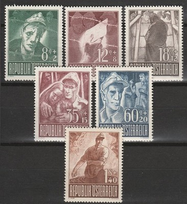 Austria 1947 Sc# B218-B223 Mint MNH war prisoner prison mail family ...