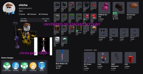🔥ROBLOX OG STACKED ACCOUNT UNVERIFIED WITH FUNNY GEAR & RAP🔥*Sent In ...