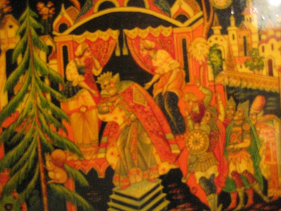 Vintage Russian Lacquer Box LARGE FAIRY TALE 9" X 8 " HINGED BOX Signed ...