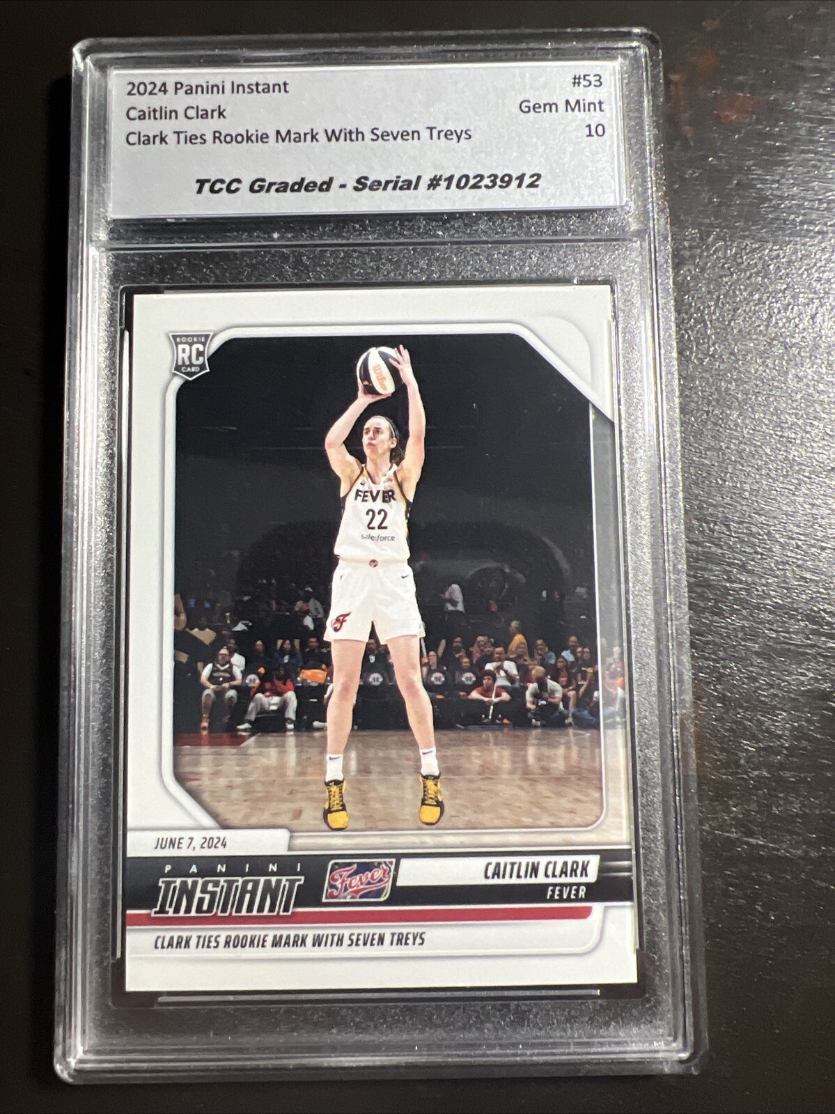 2024 Panini Instant Caitlin Clark Rookie Record 3’s TCC Graded Gem Mint ...
