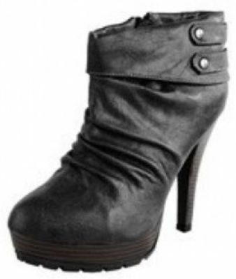 NEW $60 MICHELLE Sexy BLACK Ruched Cuff Metal Studs Platform BOOTIES 7 ...