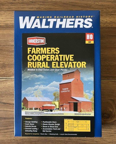 Walthers Farmers Cooperative Rural Grain Elevator HO H0 Structure Kit ...