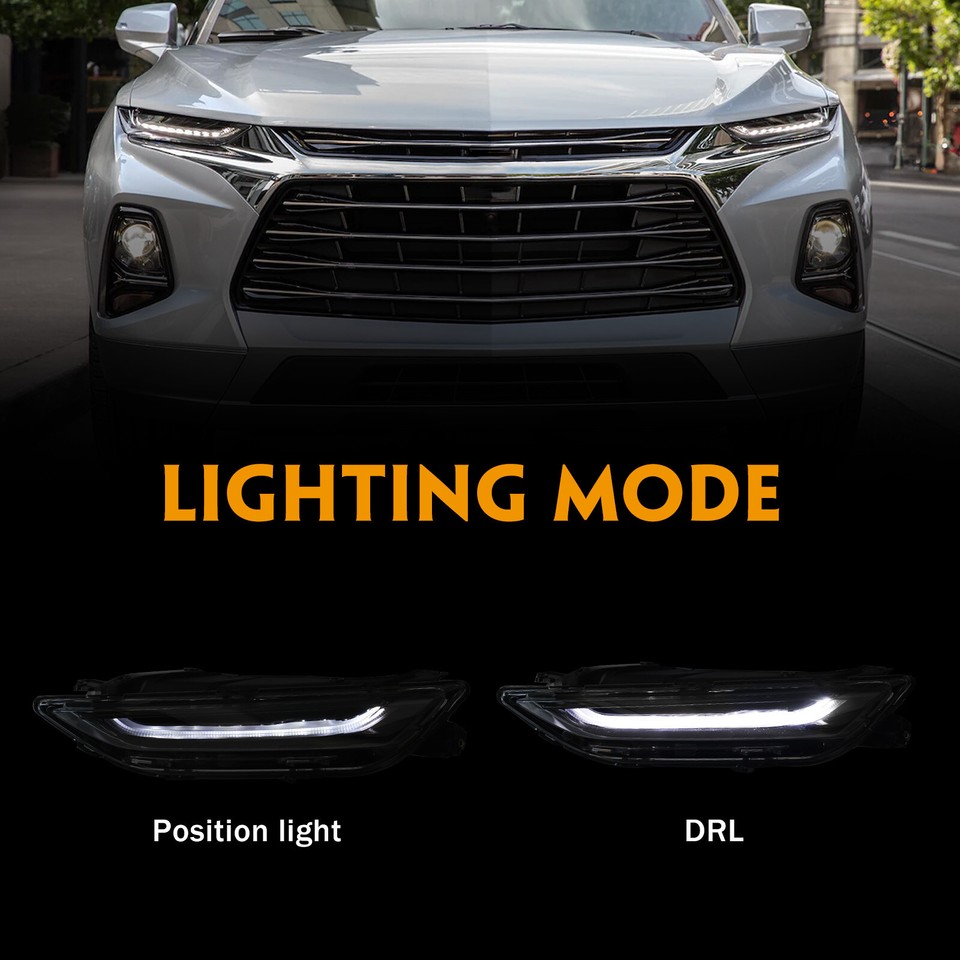 2P For 2019-2022 Chevy Blazer Upper LED DRL Running Light Headlights ...