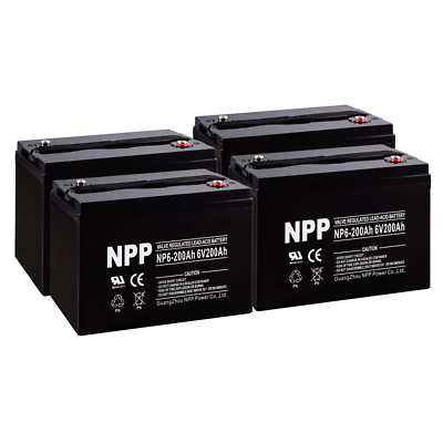 NPP NP6-200Ah (4 Pcs) 6V 200Ah AGM Golf Cart Battery for M83CHP06V27 RV ...