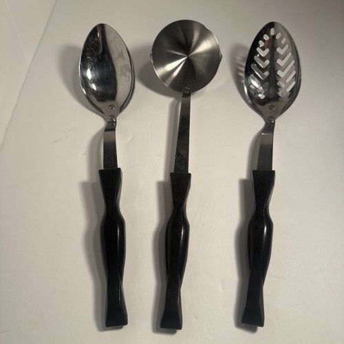 Cutco Ladle,Slotted &Stainless Serving Spoons No.12 ,No.13 & No.15 Wood ...