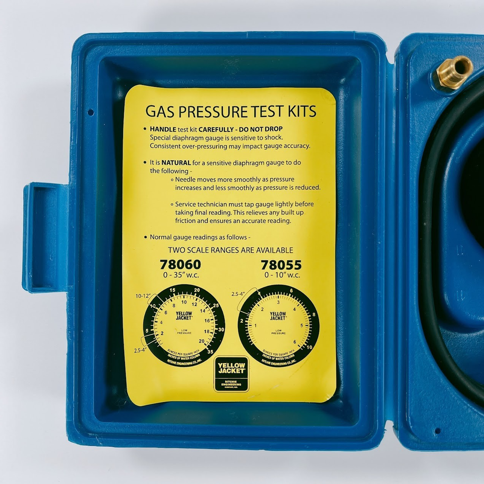 Yellow Jacket 70855 Gas Pressure Test Kit 0-10 WC Manometer Case Hose ...