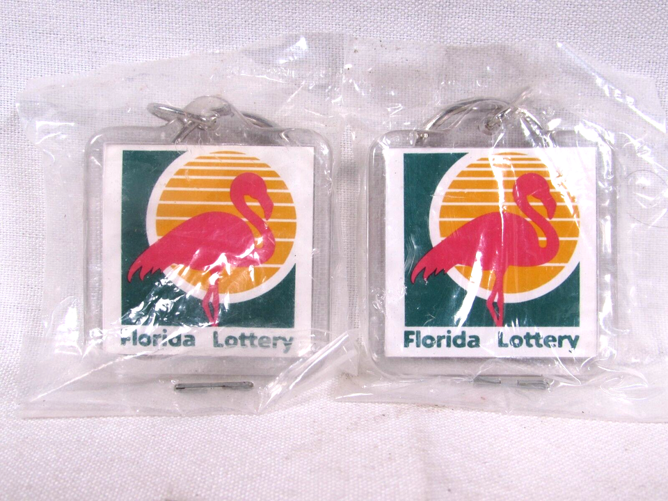 RARE Florida Lottery Pink Flamingo Key Ring Keychain NEW OLD STOCK ...