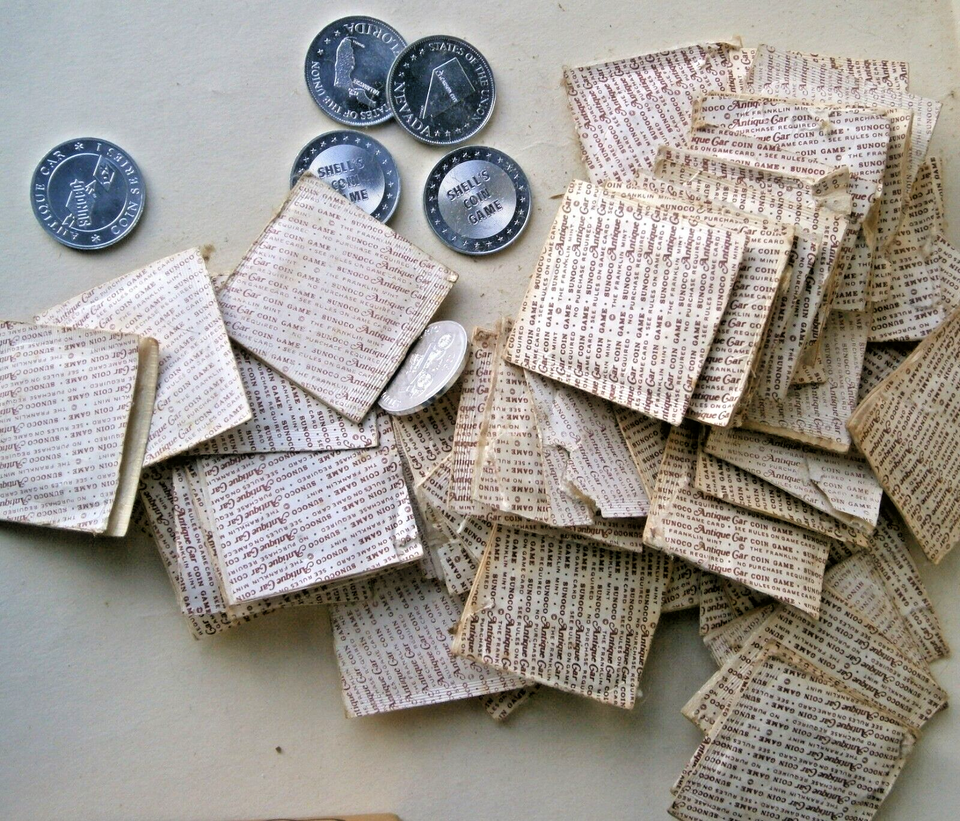 Approx. 59 SHELL'S Coin Game & SUNOCO Car Game Tokens most still in ...
