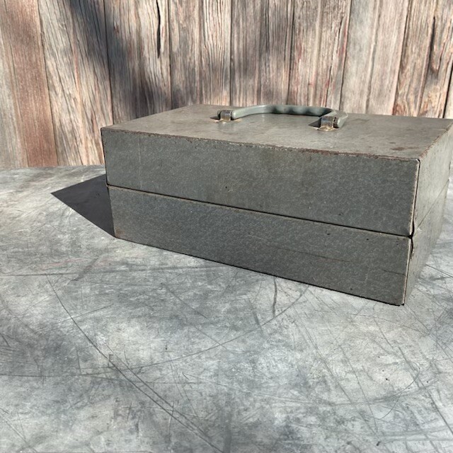 Craftsman Grey Metal Box - 10" x 5.5" x 4" - With Handle - Pocket In ...