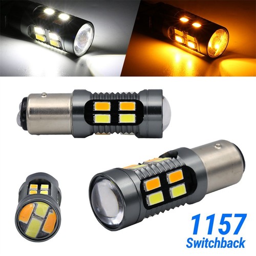 Enhanced Visibility 2X Dual Color 1157 LED White/Amber Turn Signal Bulb ...