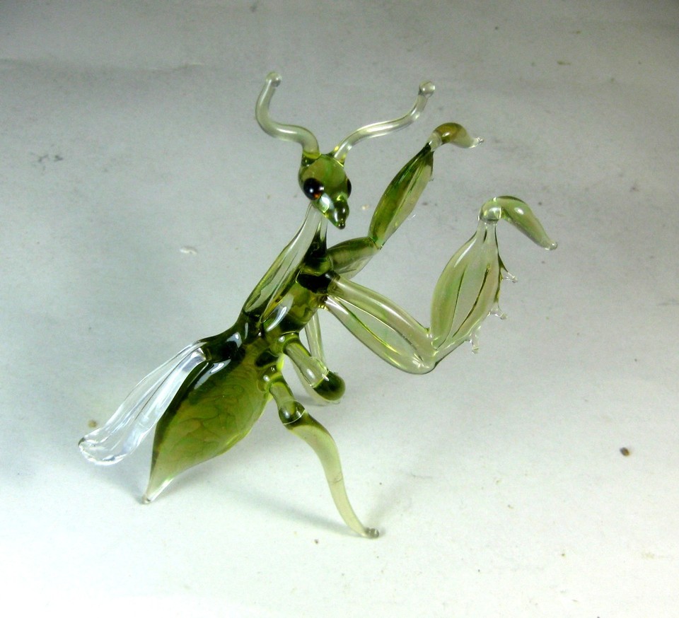 hand blown glass animal insect Mantis murano style figurine ornament 4 ...