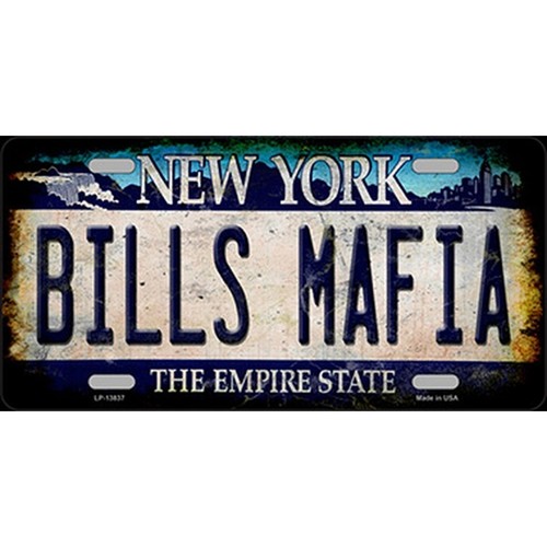 NFL Bills Mafia License Plate Tag Metal Buffalo White Sign Retro NY ...