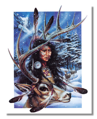 Native American Indian Buck Deer Big Antler Rack Wall Picture 8x10 Art ...