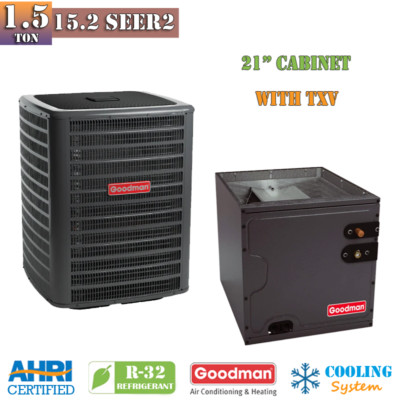 R32 Goodman 1.5 Ton Air Conditioner & Coil System 15.2 SEER2 With 21 ...