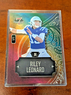 Riley Leonard 2023 Wild Card 7 Card Studs Rainbow Foil Left Spade 1/1 ...