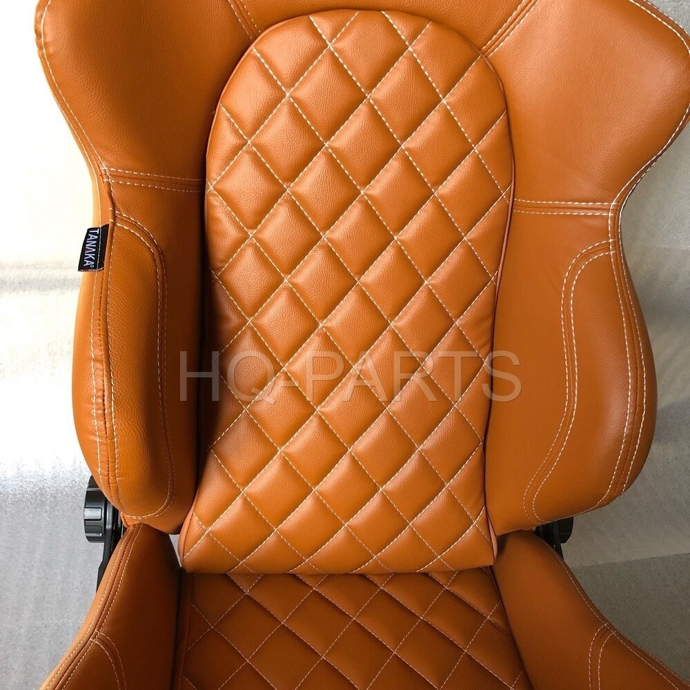 2 X TANAKA UNIVERSAL TAN PVC LEATHER RACING SEAT DUAL RECLINER ...