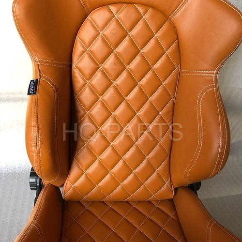 2 X TANAKA UNIVERSAL TAN PVC LEATHER RACING SEAT DUAL RECLINER ...