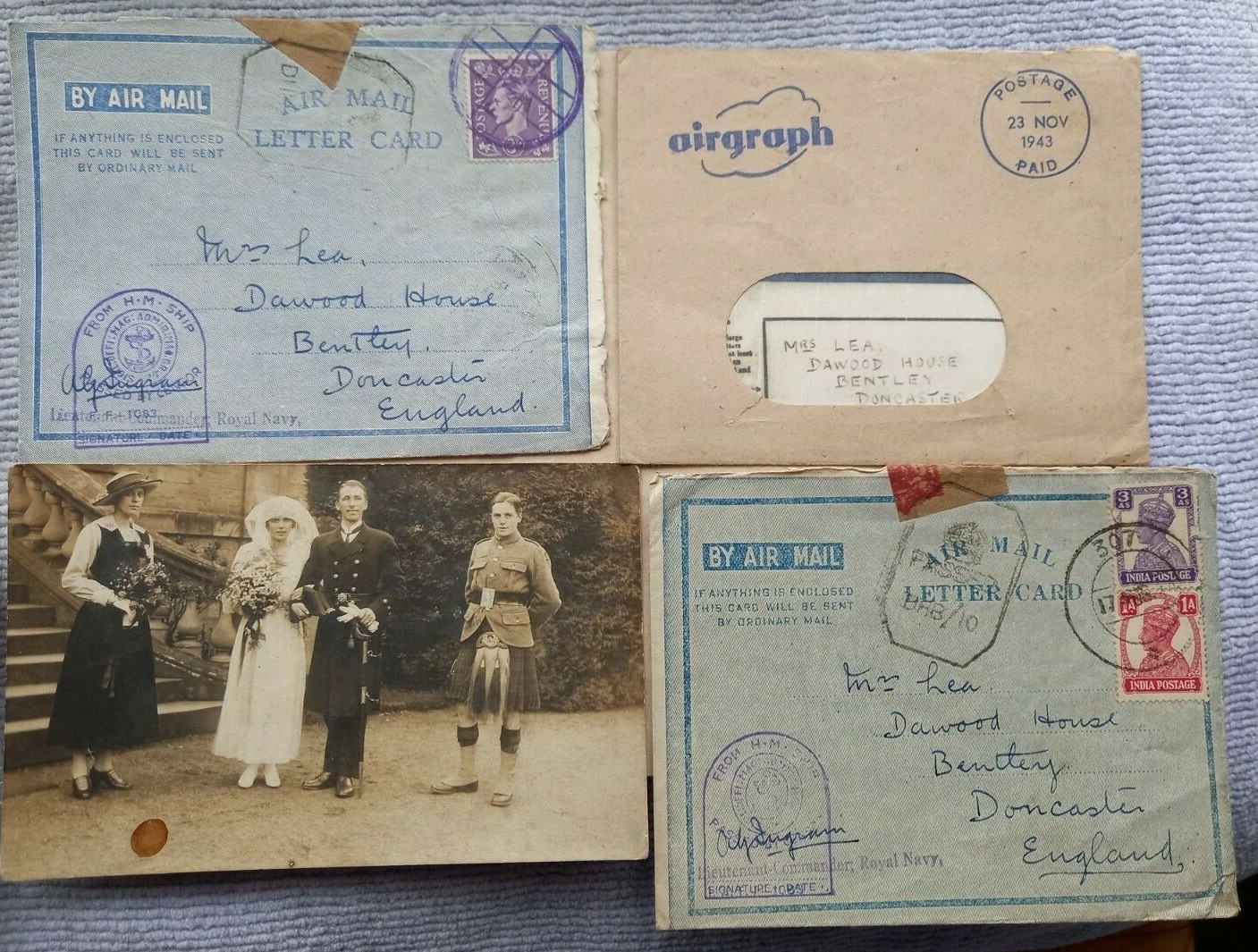 INDIA WORLD WAR 2 FIVE MARITIME MAIL LETTER CARDS TELEGRAM AIRGRAPH ...