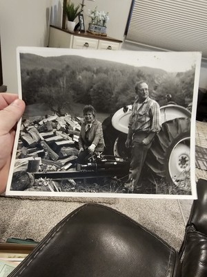 Vintage Photo Photograph 8x10 Man & Women Splitting Wood Ford Tractor ...