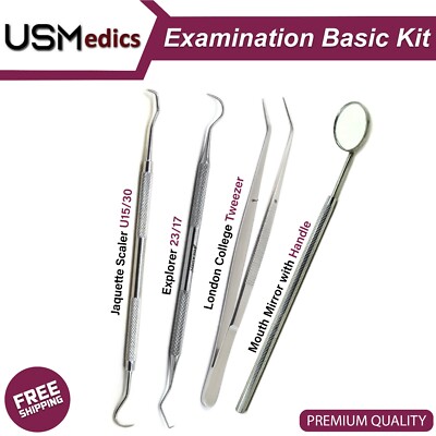 Dentist Prophy Kit Dental Hygiene Mirror Explorer Probe Scaler Tweezers ...